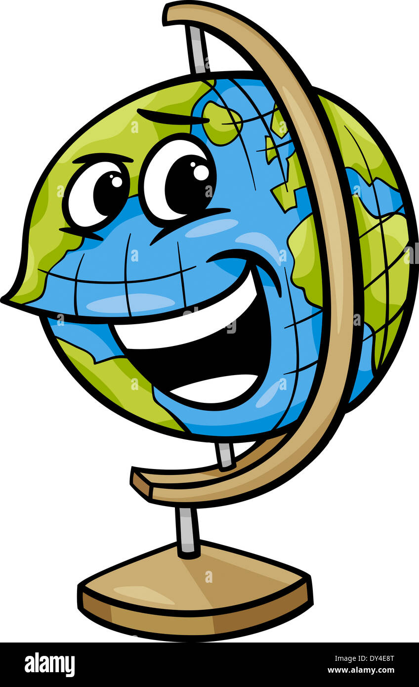Cartoon Illustration of Funny Globe Object Comic Character Stock Photo ...