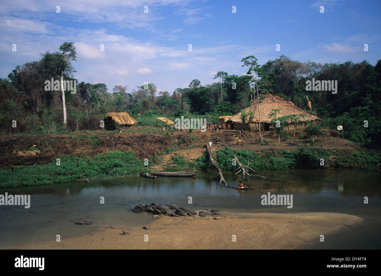 Aerial view of a Molaca, traditional communal dwelling, constructed by ...