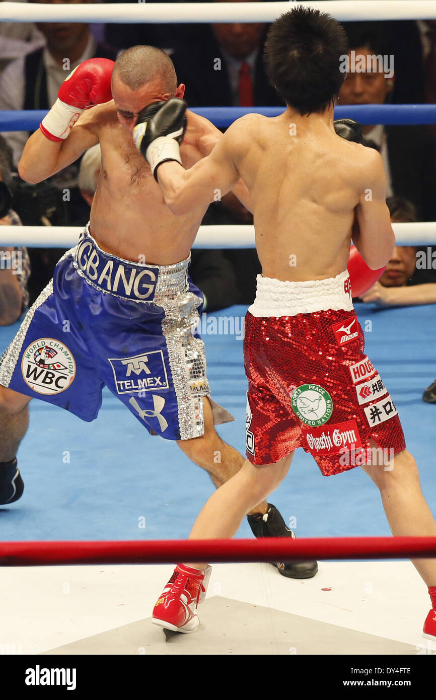 Ota-City General Gymnasium, Tokyo, Japan. 6th Apr, 2014. (L to R ...