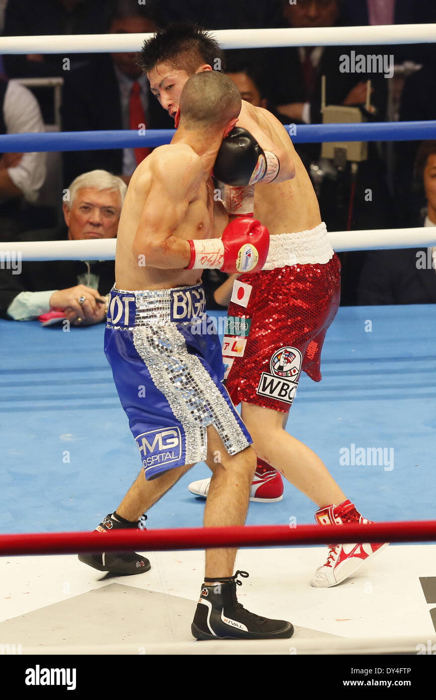 Ota-City General Gymnasium, Tokyo, Japan. 6th Apr, 2014. (L to R) Naoya ...