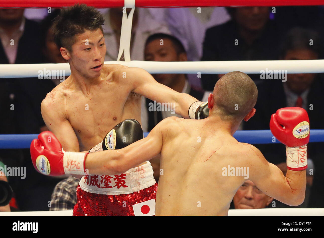 Ota-City General Gymnasium, Tokyo, Japan. 6th Apr, 2014. (L to R) Naoya ...