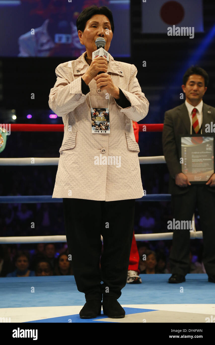 Ota-City General Gymnasium, Tokyo, Japan. 6th Apr, 2014. (L to R ...