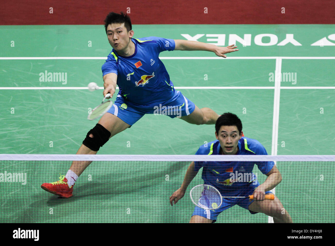 New Delhi, India. 6th Apr, 2014. Liu Xiaolong (R) and Qiu Zihan of ...