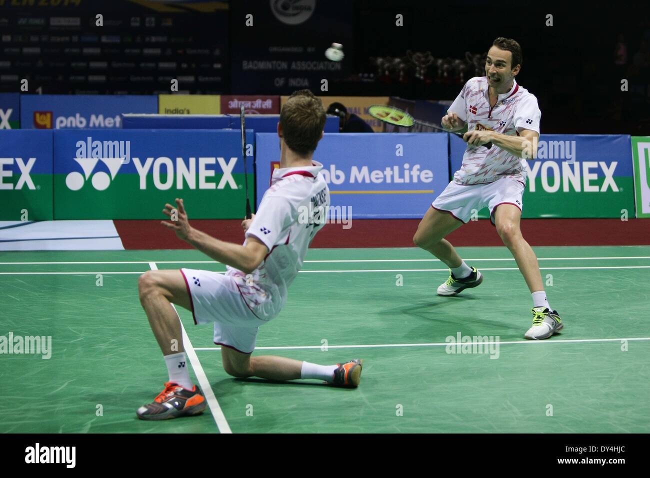 New Delhi, India. 6th Apr, 2014. Mathias Boe (R) and Carsten Mogensen ...