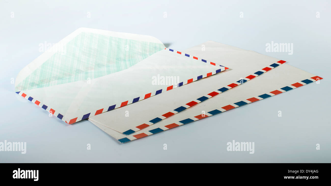 Vintage envelope on white background. Red and blue lines Stock Photo ...