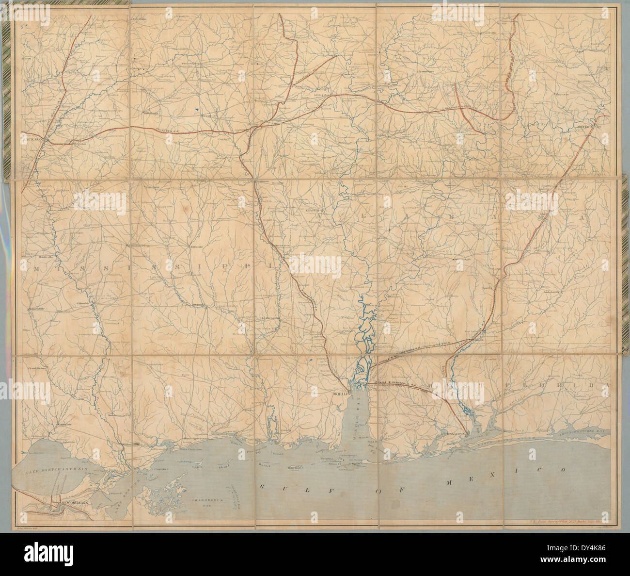 A map showcasing Southern Mississippi and Alabama, focusing on the ...