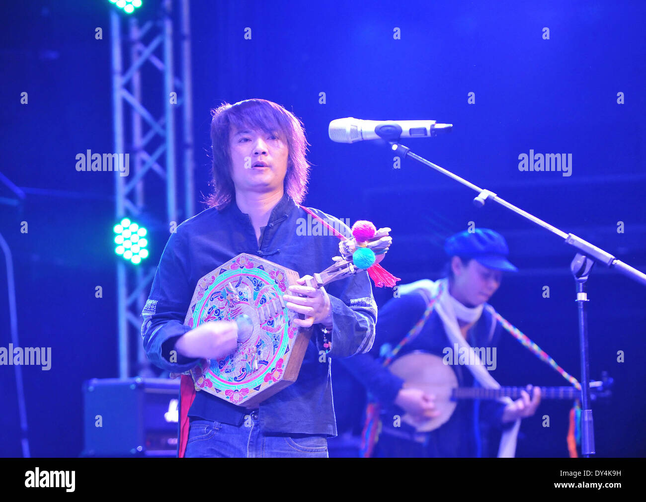 Beijing, China. 6th Apr, 2014. Chinese band Shanren performs in the ...