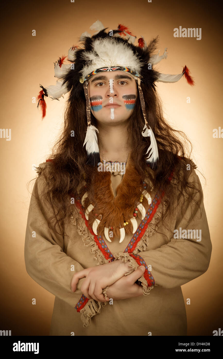 Native american men toned image vintage style. Studio lighting Stock ...