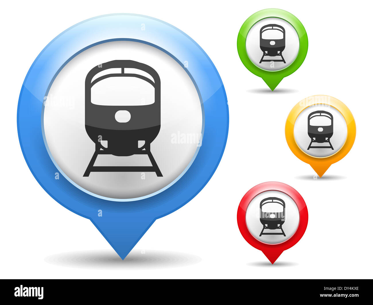 Map marker with icon of a train Stock Photo - Alamy