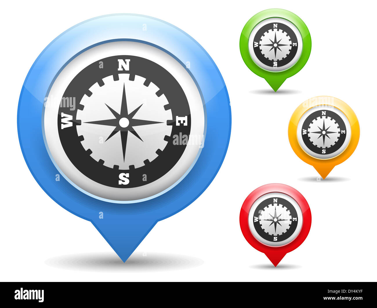 Map marker with icon of a compass Stock Photo - Alamy