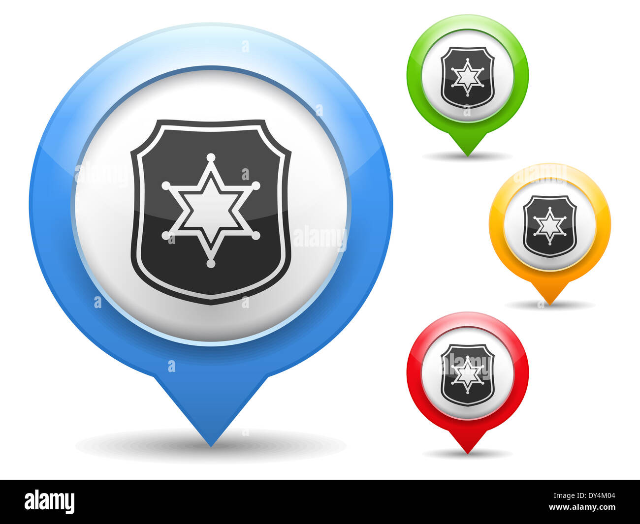Map marker with icon of a police Stock Photo - Alamy