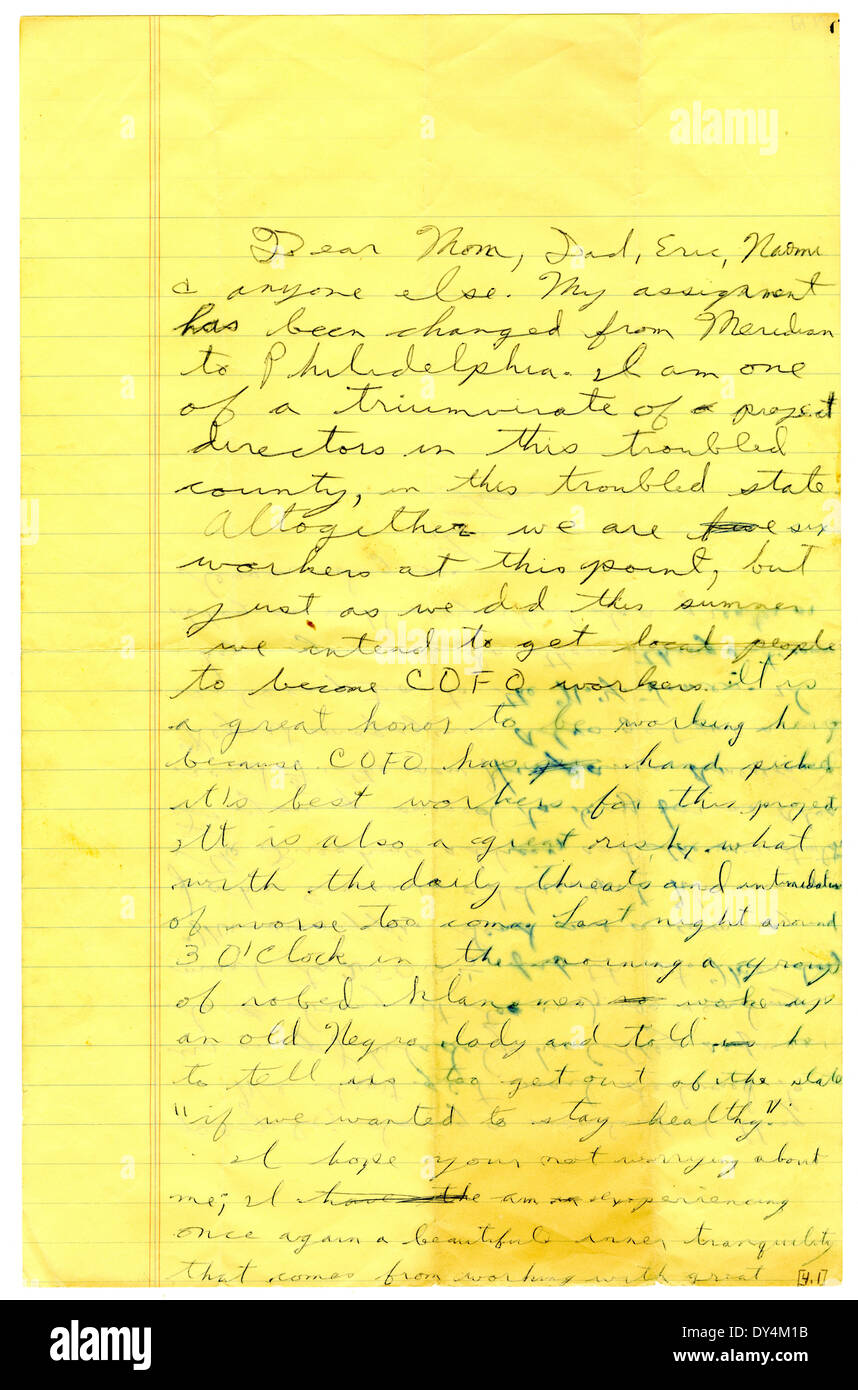 The Thomas Foner Freedom Summer papers include personal assignments and ...
