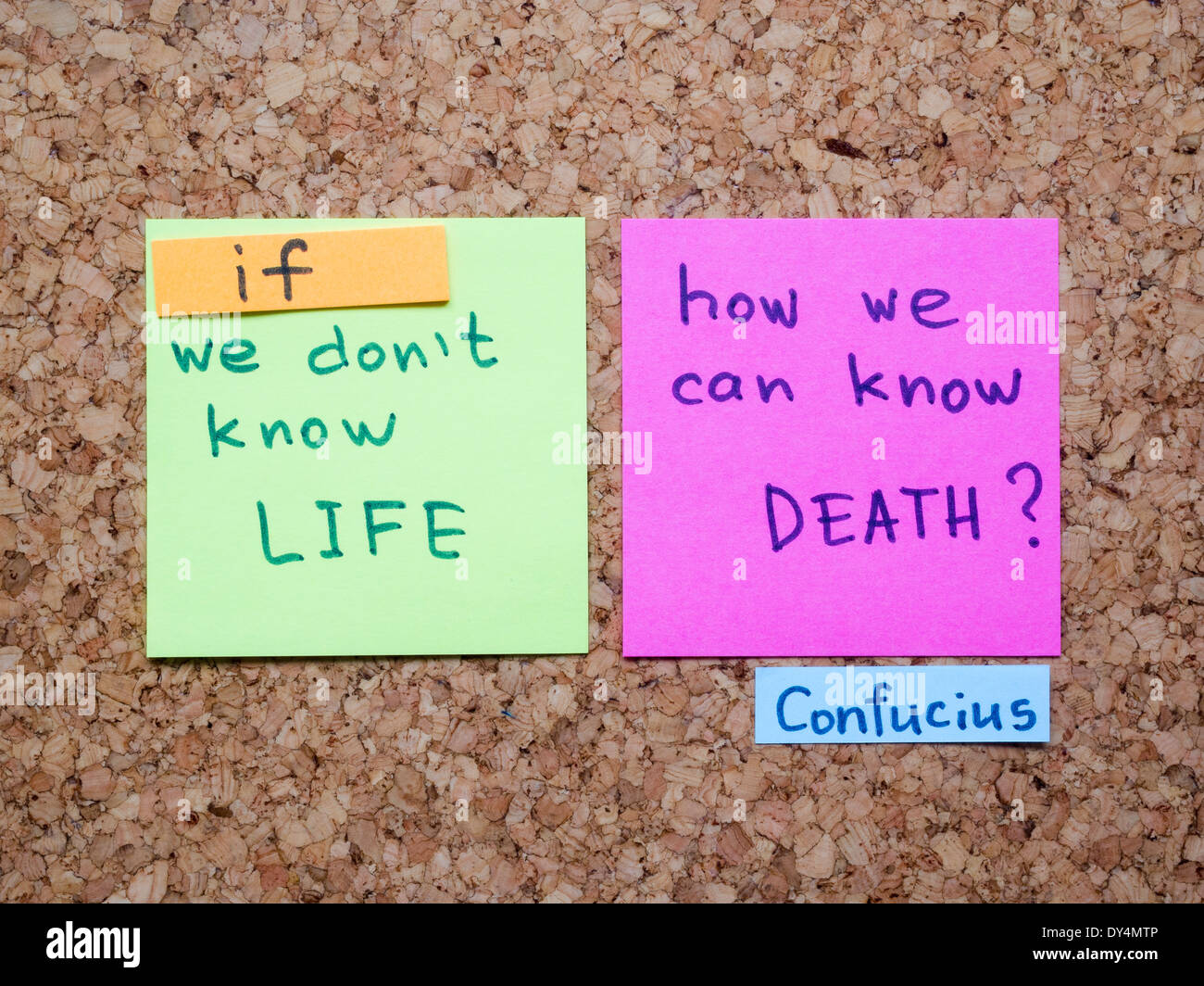 famous Confucius's quote interpretation with sticker notes on cork ...