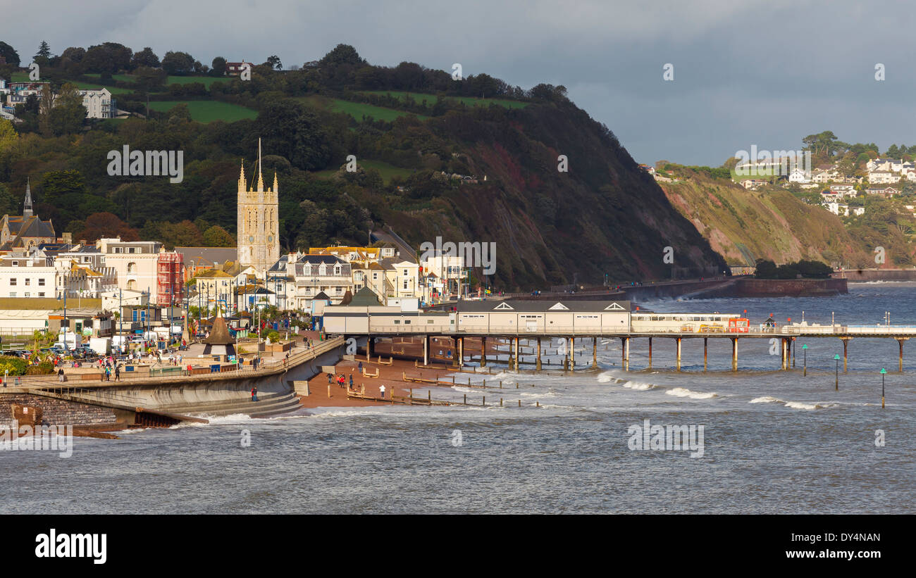 Overlooking Teignmouth seafront and pier photographed from Shaldon ...