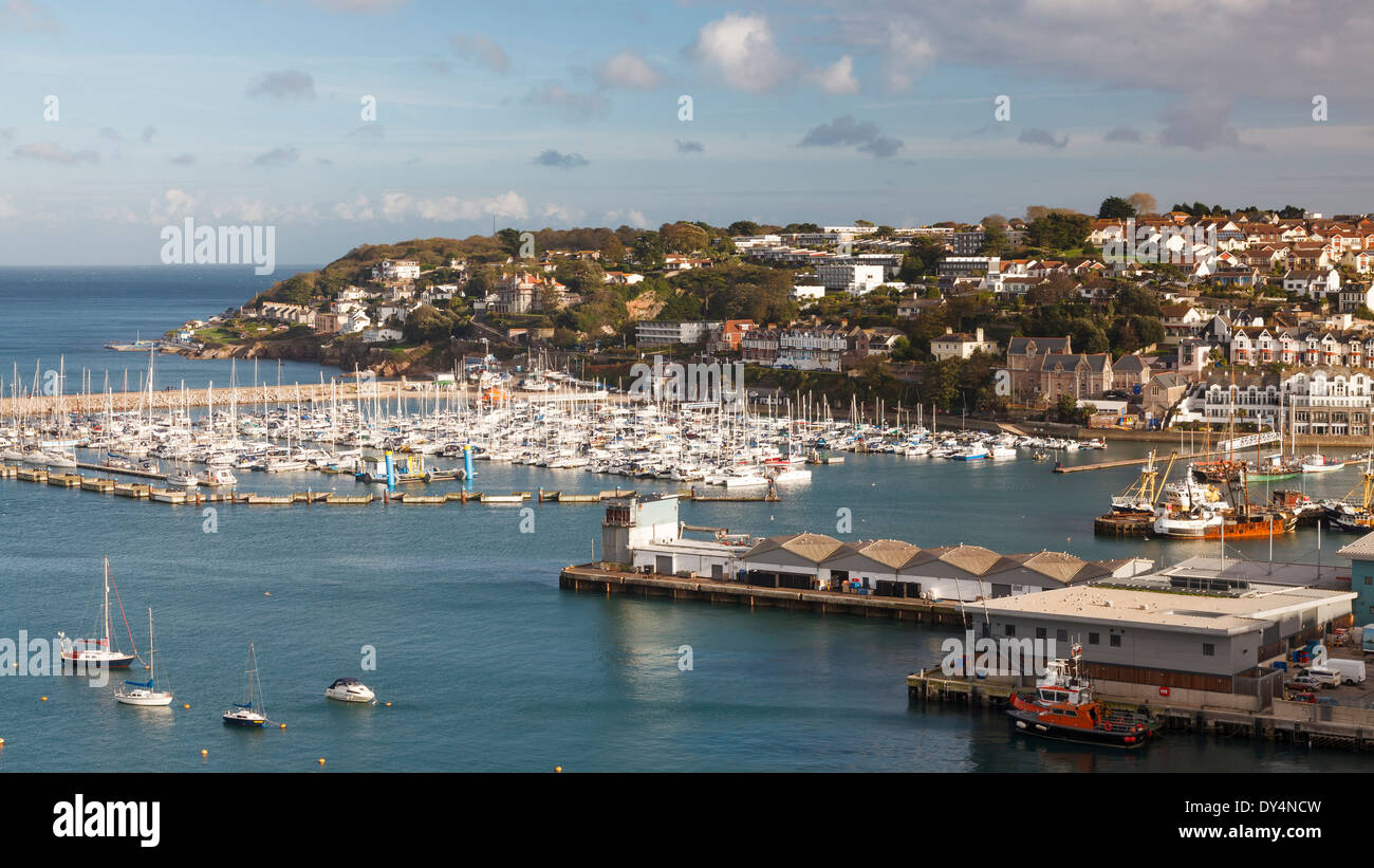 Overlooking the fishing harbour at Brixham Devon England UK Europe ...