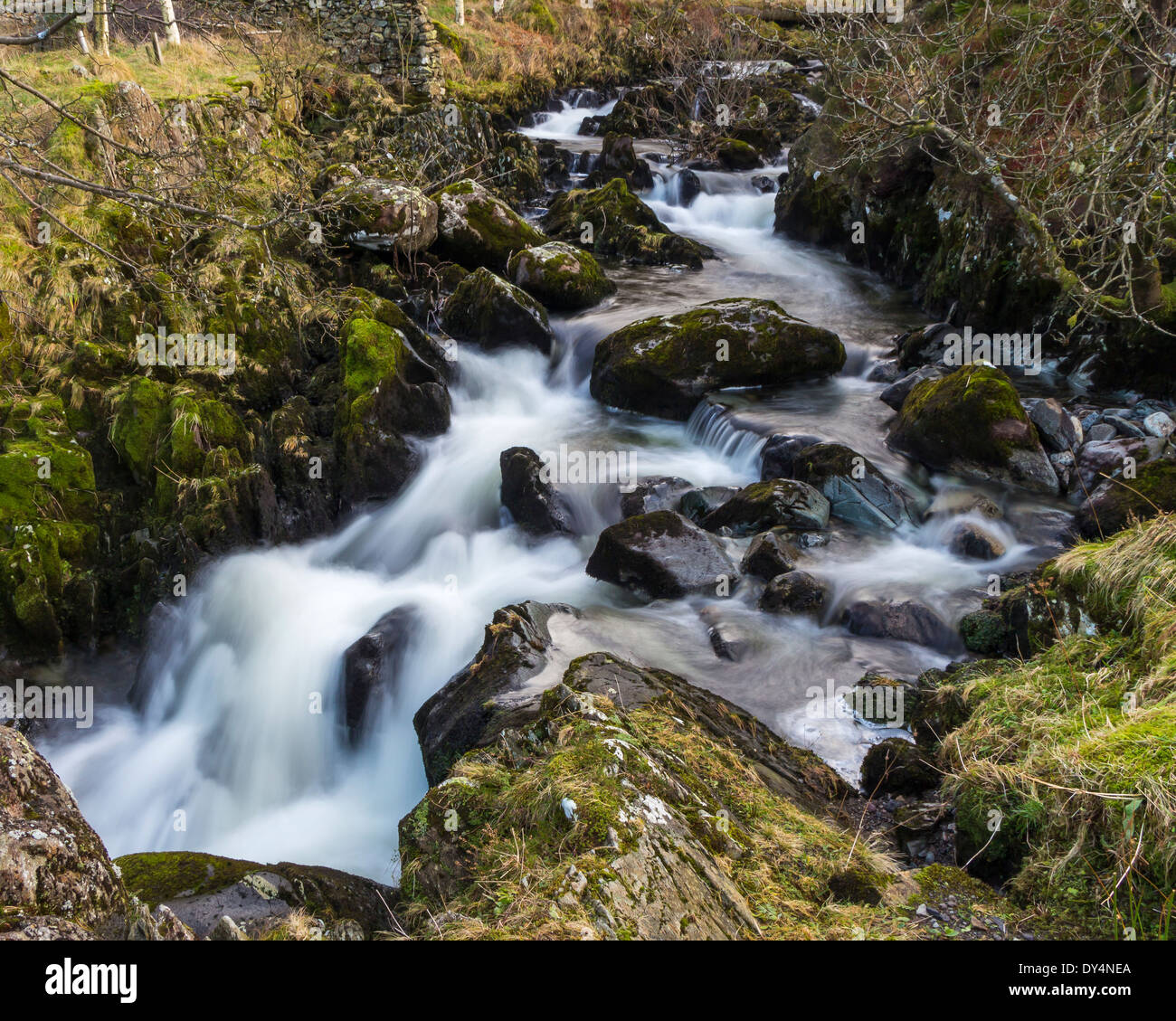 Flowing Waterfall at Watendlath Tarn Lake District National Park ...