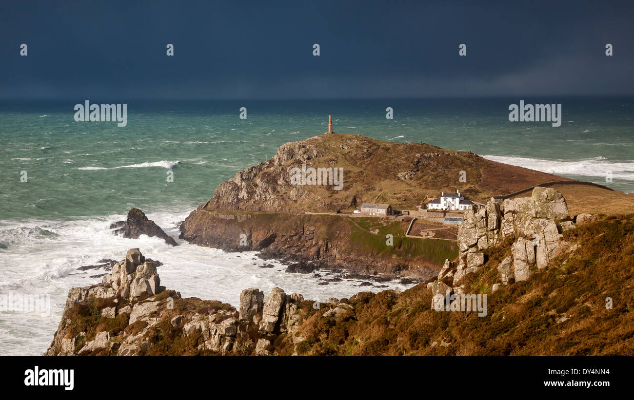Winter storm off the coast of Cape Cornwall photographed from Carn ...
