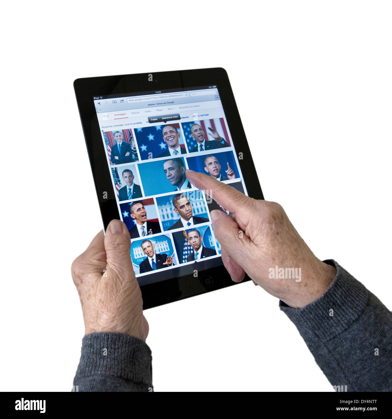 Old woman hands holding electronic tablet Stock Photo - Alamy