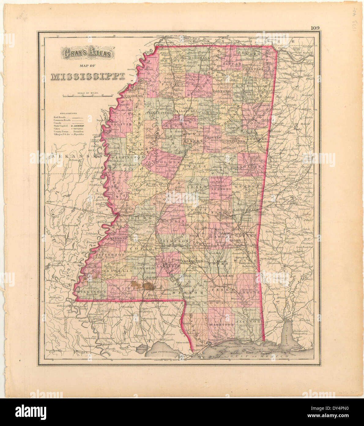 Mississippi counties map hi-res stock photography and images - Alamy