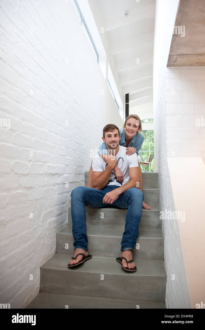 Two Women Sitting On Stairs High Resolution Stock Photography and ...