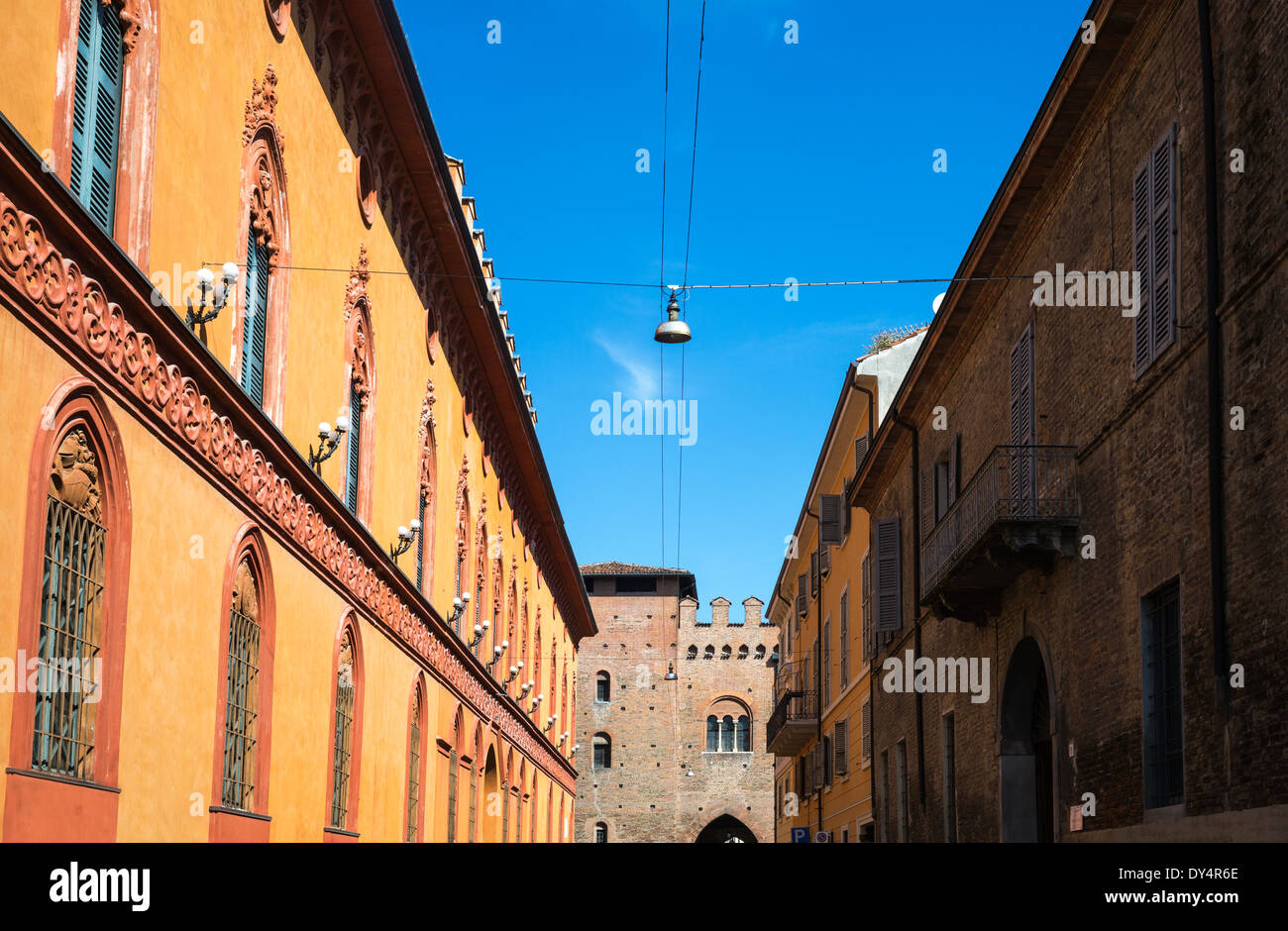 Italy, Cremona, the Trecchi palace facade and the Cittanova palace in ...