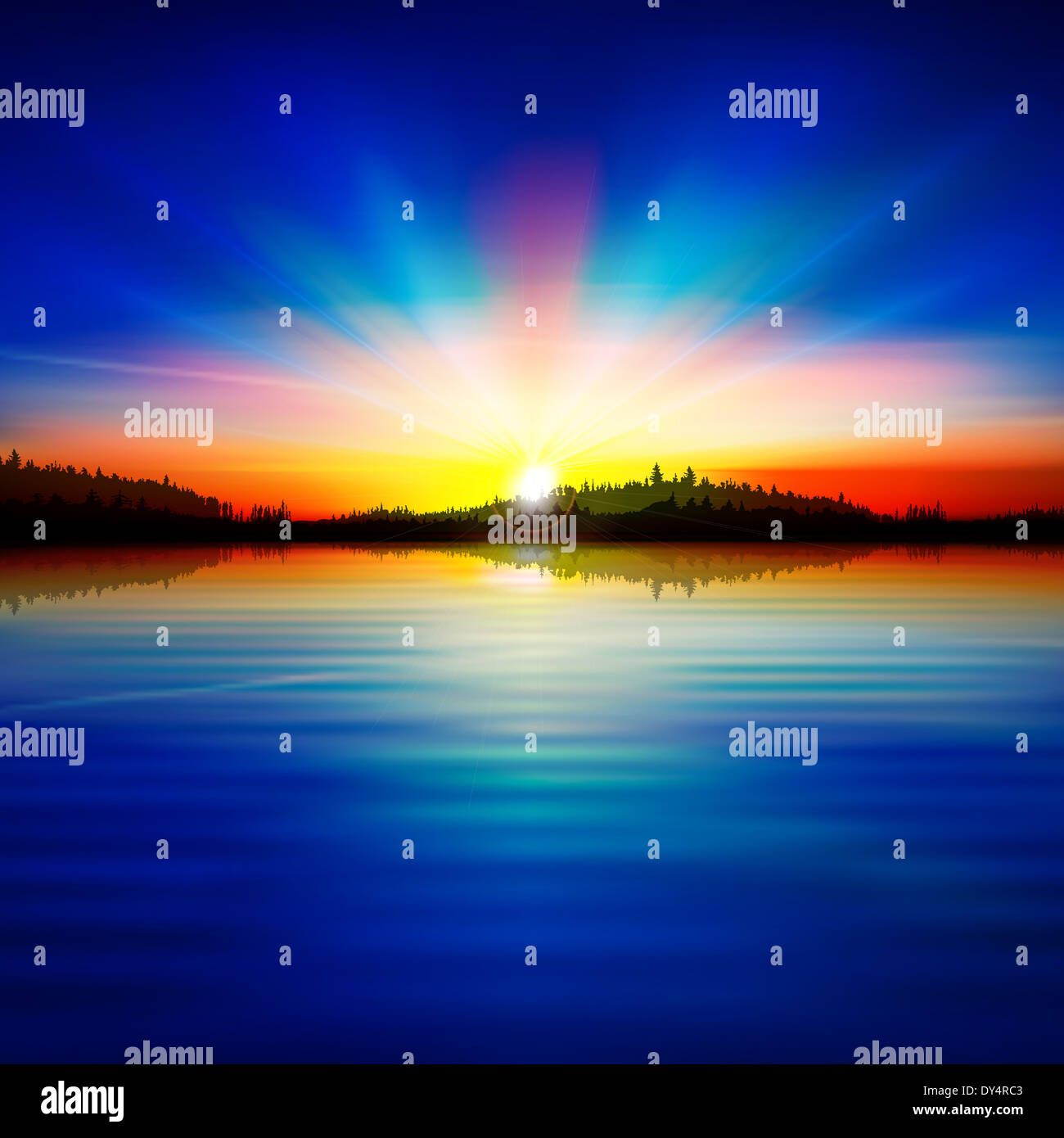 abstract nature background with forest and sunrise Stock Photo - Alamy