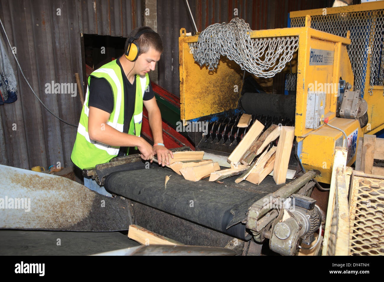 The timber yard at Certainly Wood, timber being unloaded before before ...