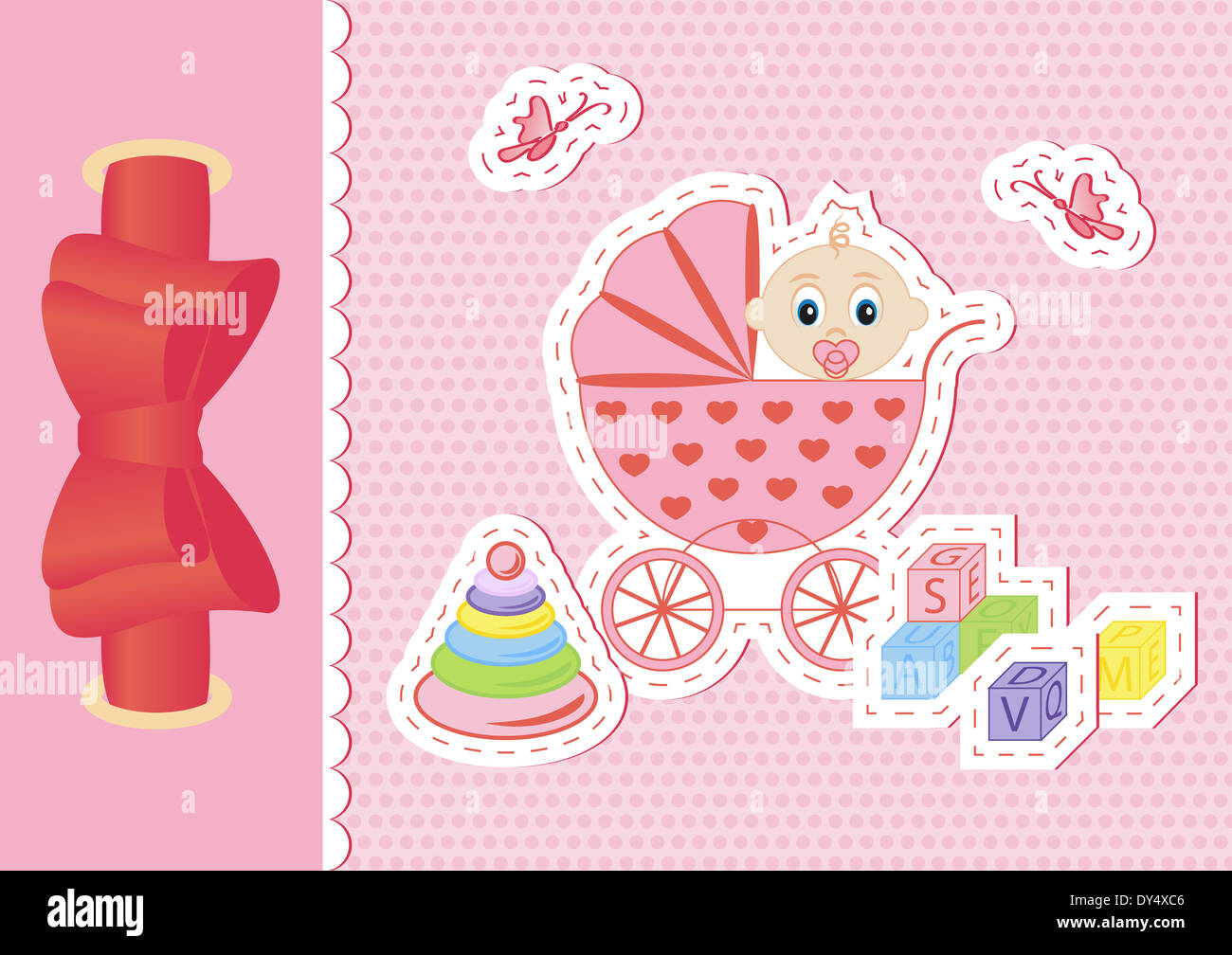 Children postcard for a girl on a pink background vector illustration ...