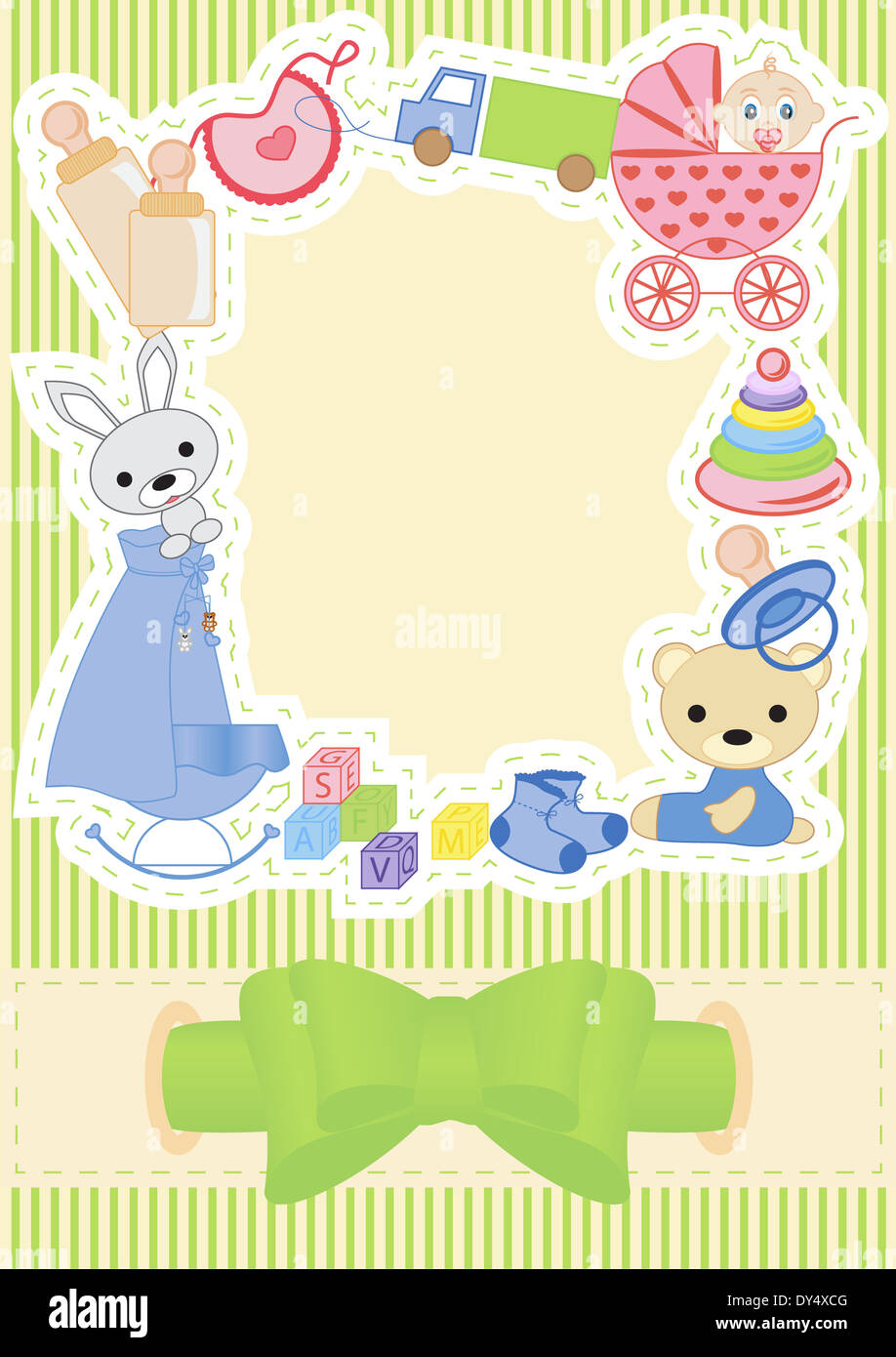 Children postcard with a bow vector illustration Stock Photo - Alamy