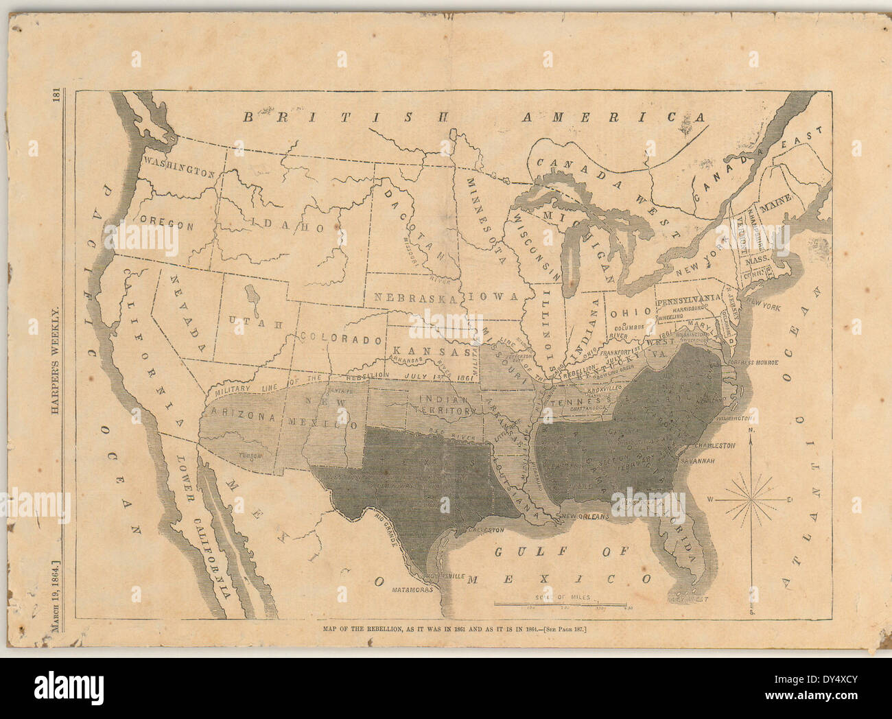 A historical map showing the geographical shifts in the United States ...