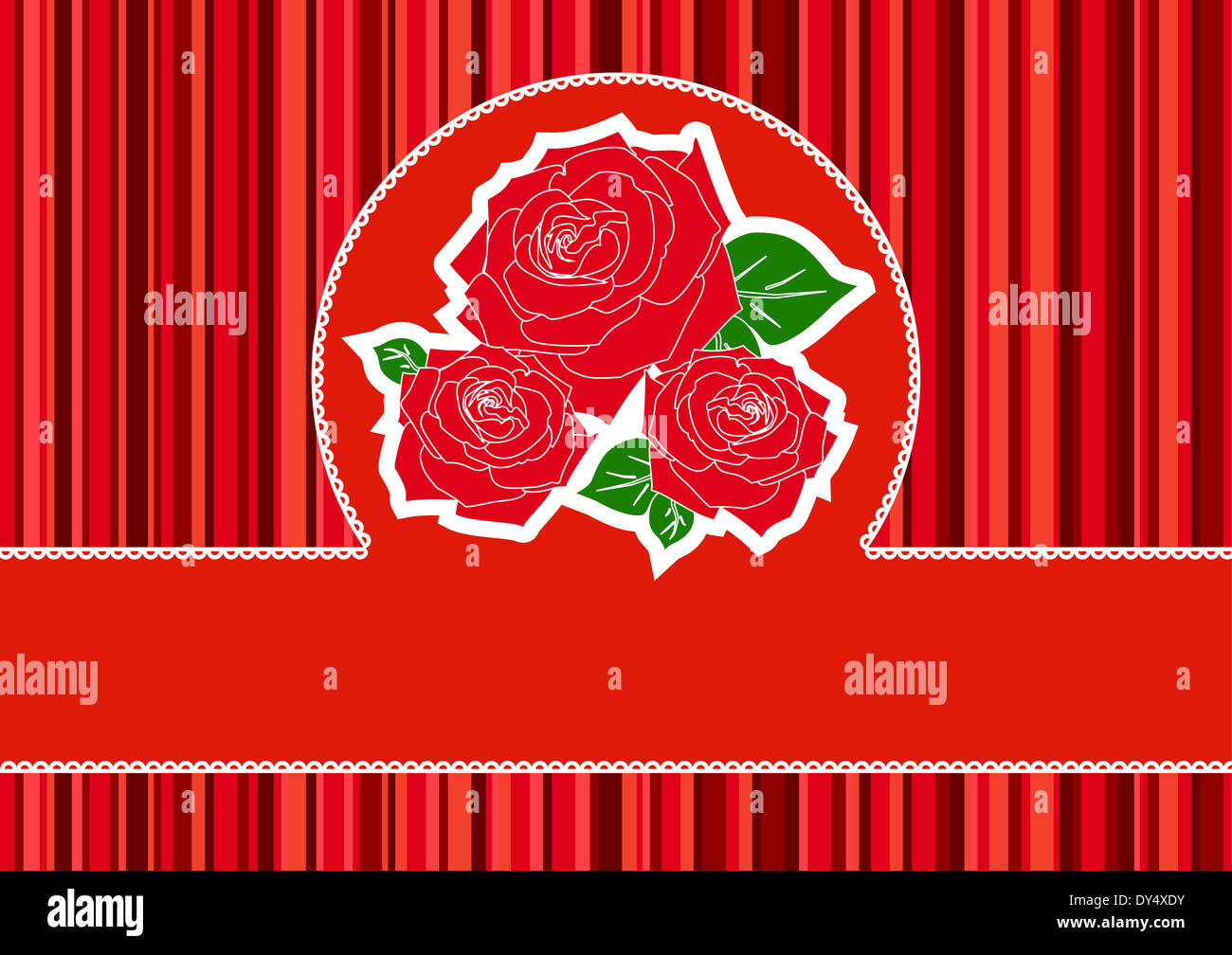 Greeting card with red roses vector illustration Stock Photo - Alamy