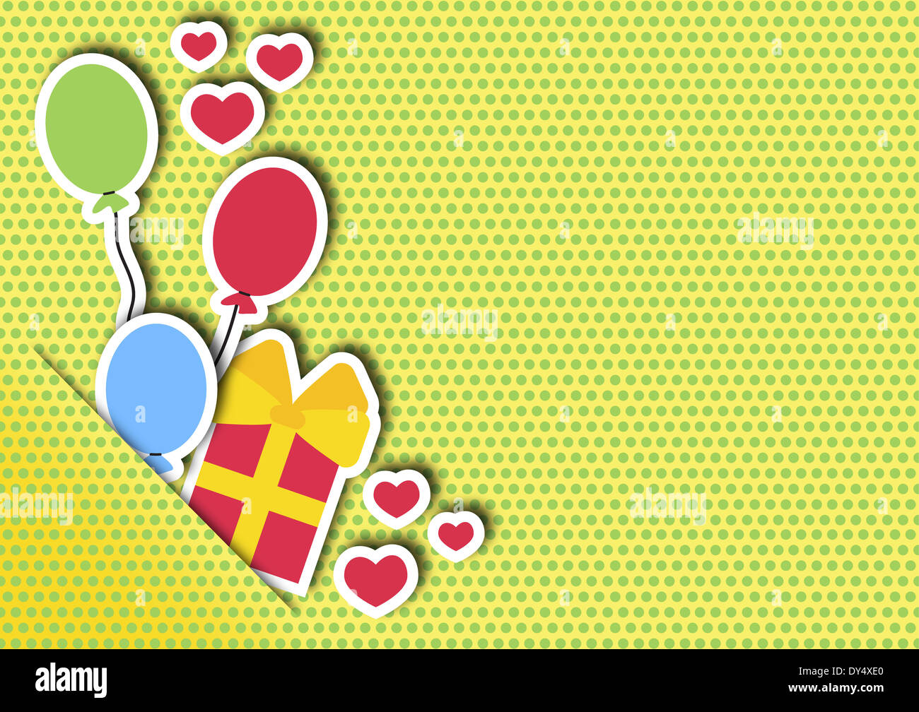 Greeting card with gifts and balloons vector illustration Stock Photo ...