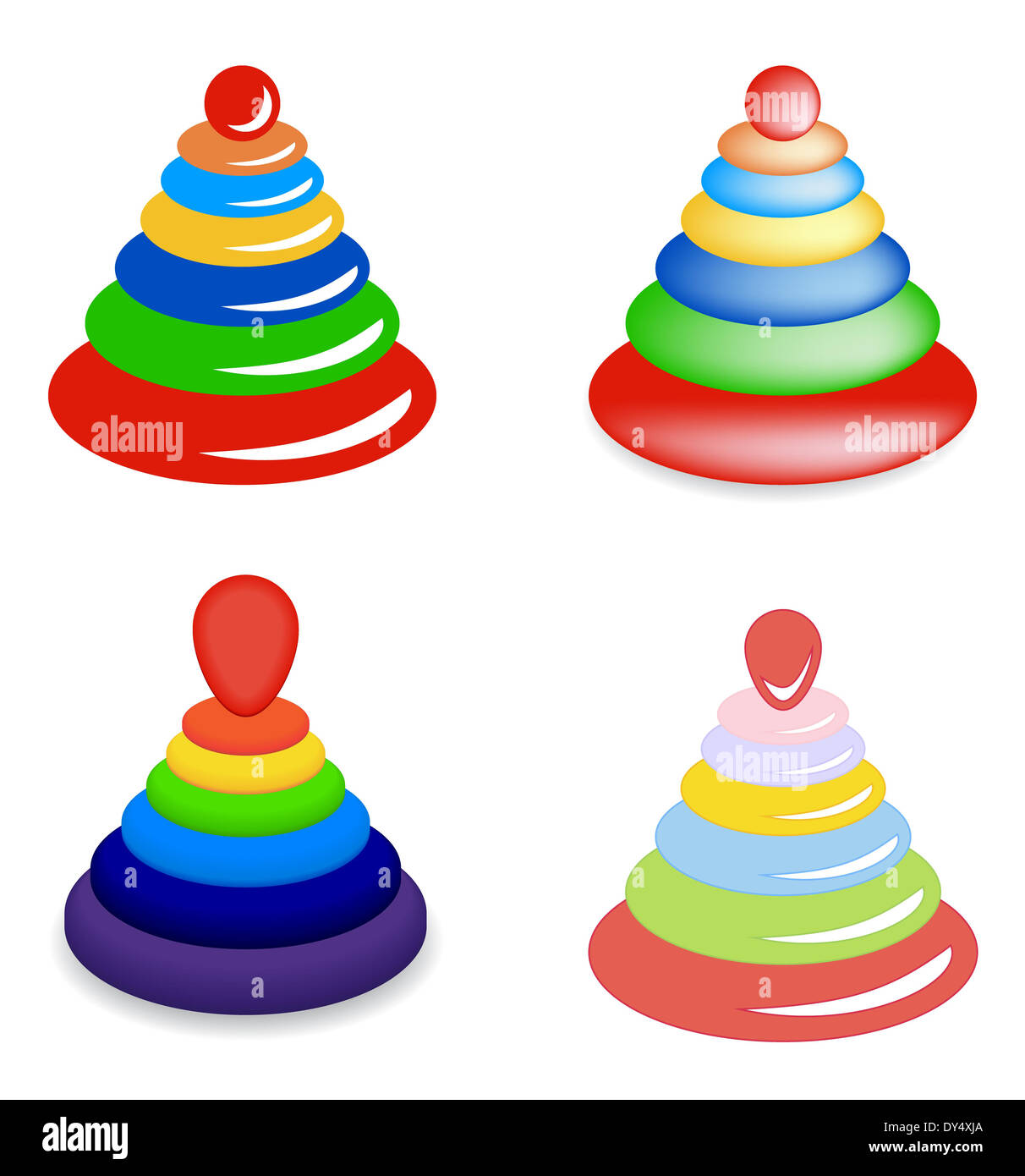 set of colored pyramid isolated on white background Stock Photo - Alamy