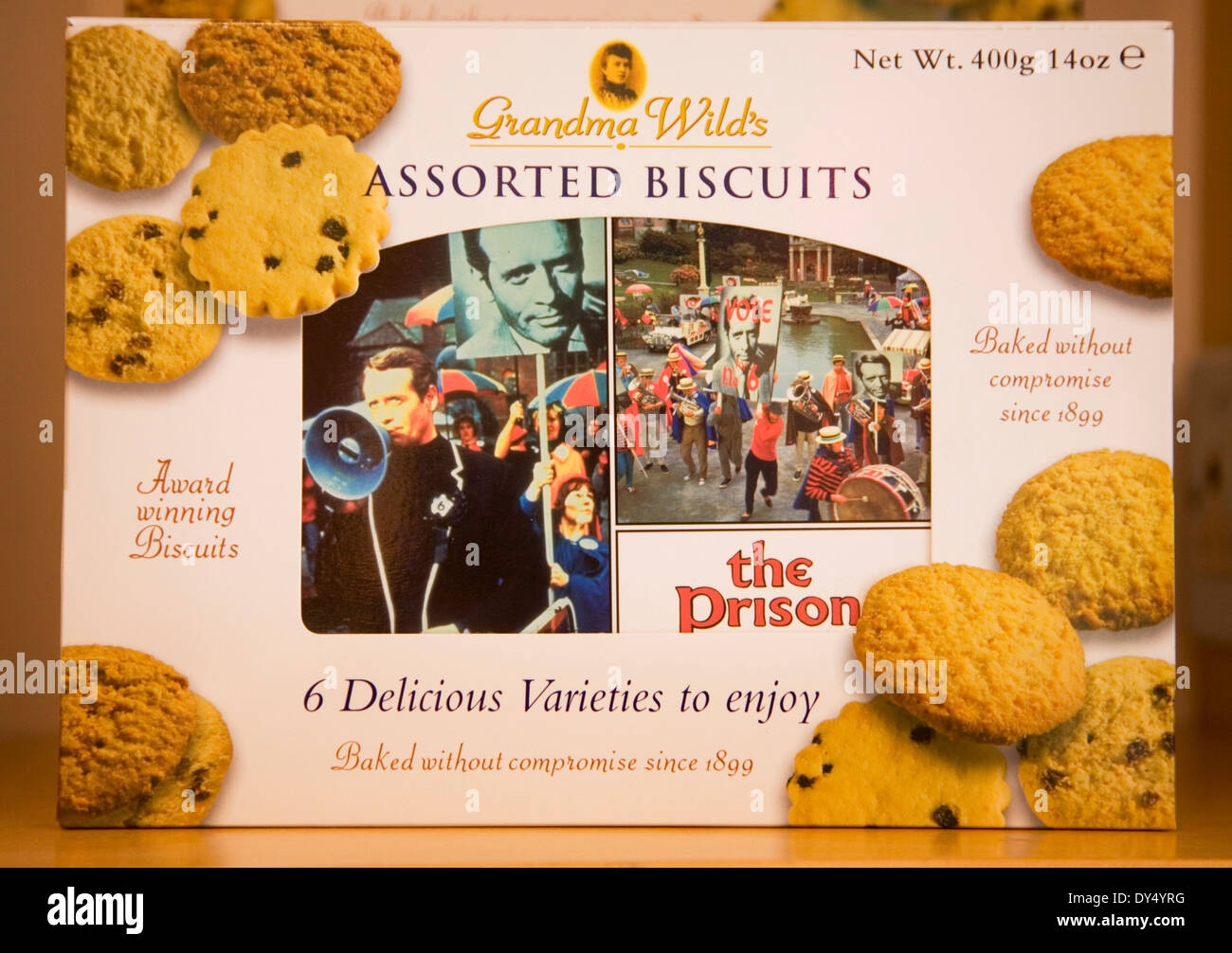 'The Prisoner' Patrick McGoohan, assorted biscuits. Portmeirion, near ...