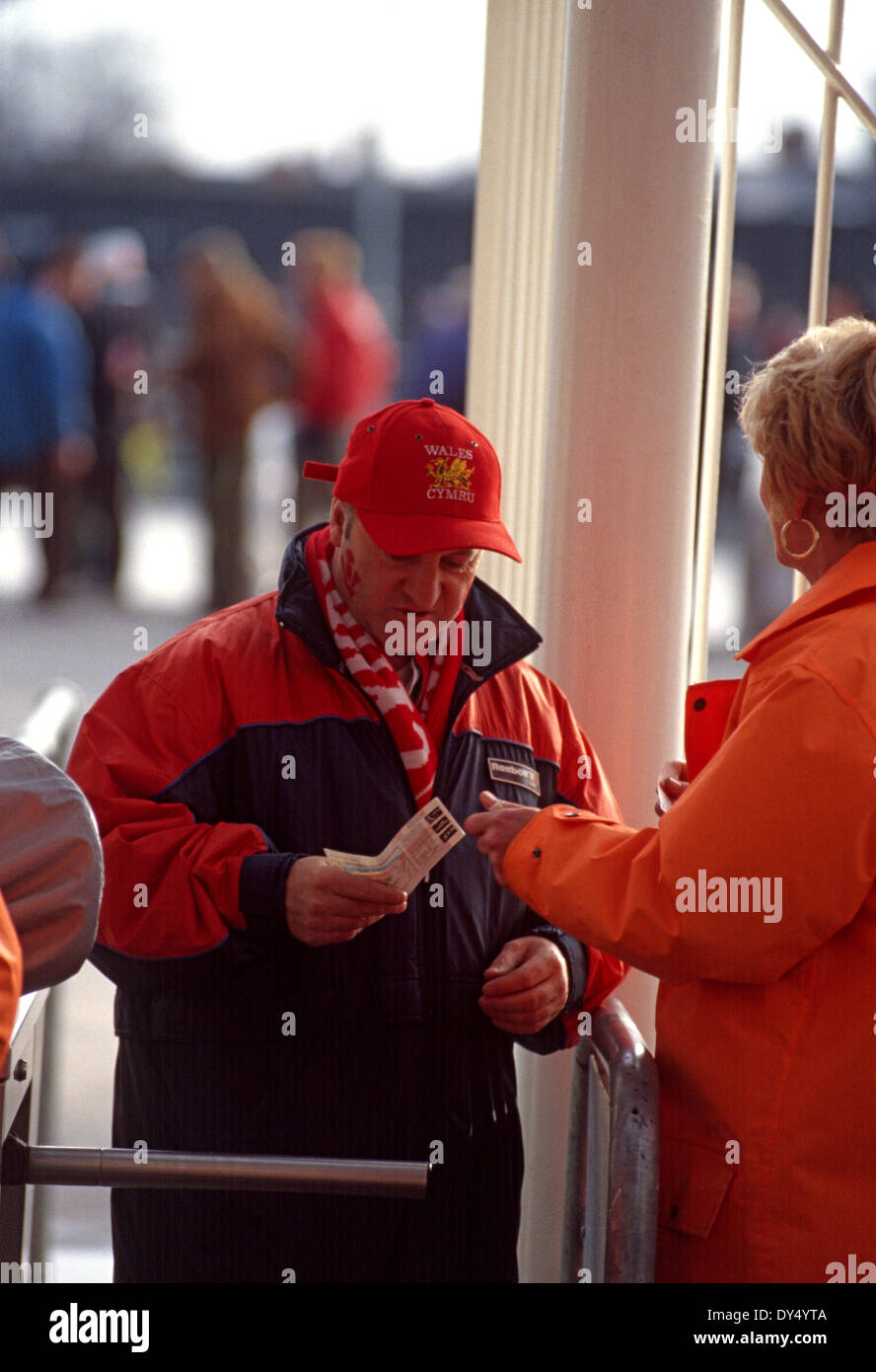 Welsh Rugby Fan has his ticket checked on entry to the Millennium ...