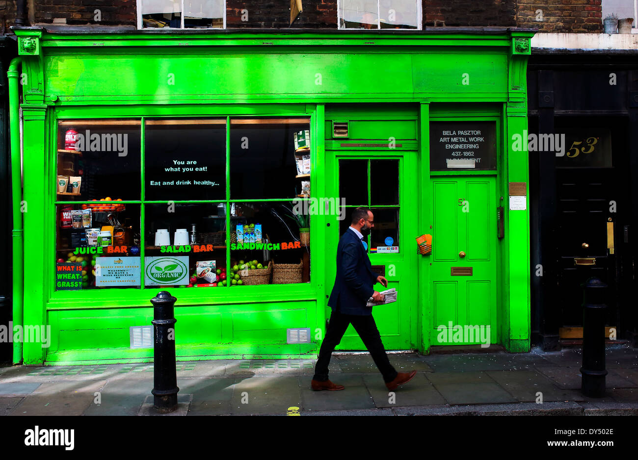 London man walking past sandwich bar Stock Photo - Alamy