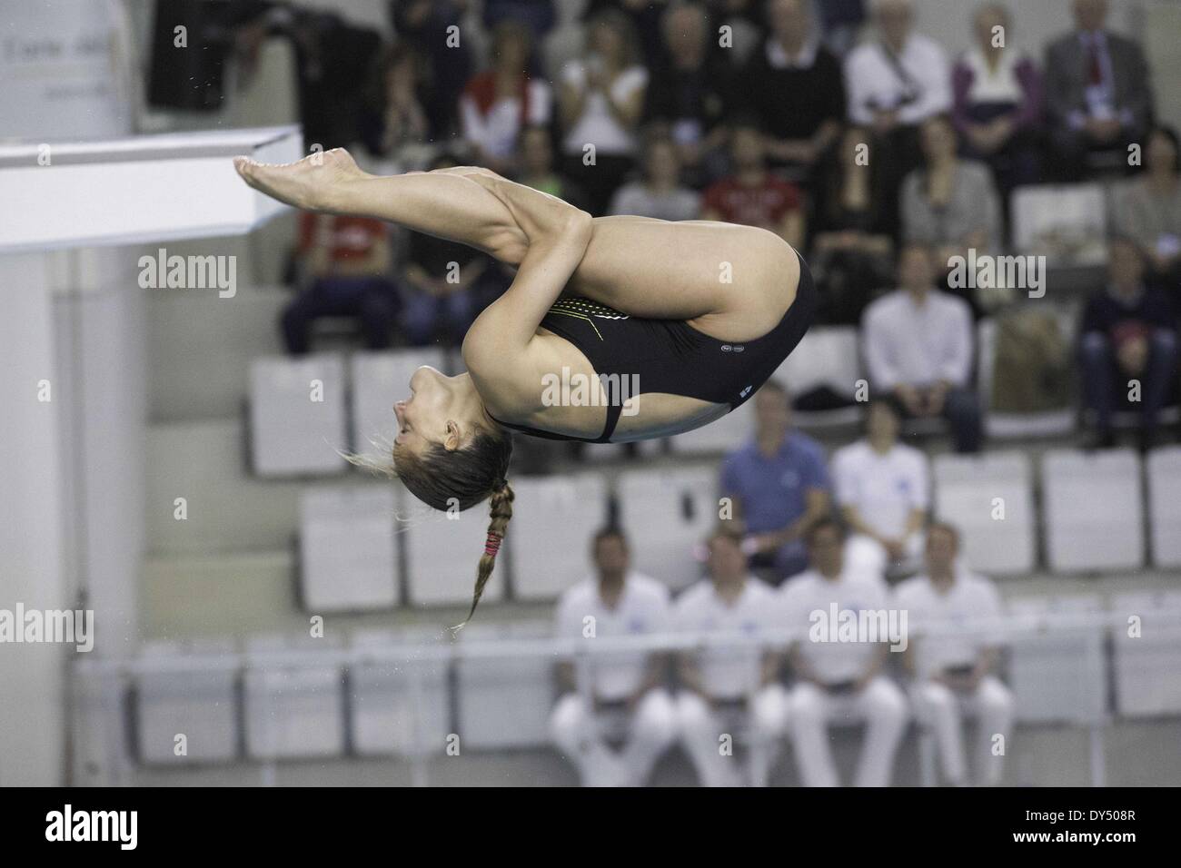 Turin, Italy. 4th Apr, 2014. Tania Cagnotto in action at Italian diving ...