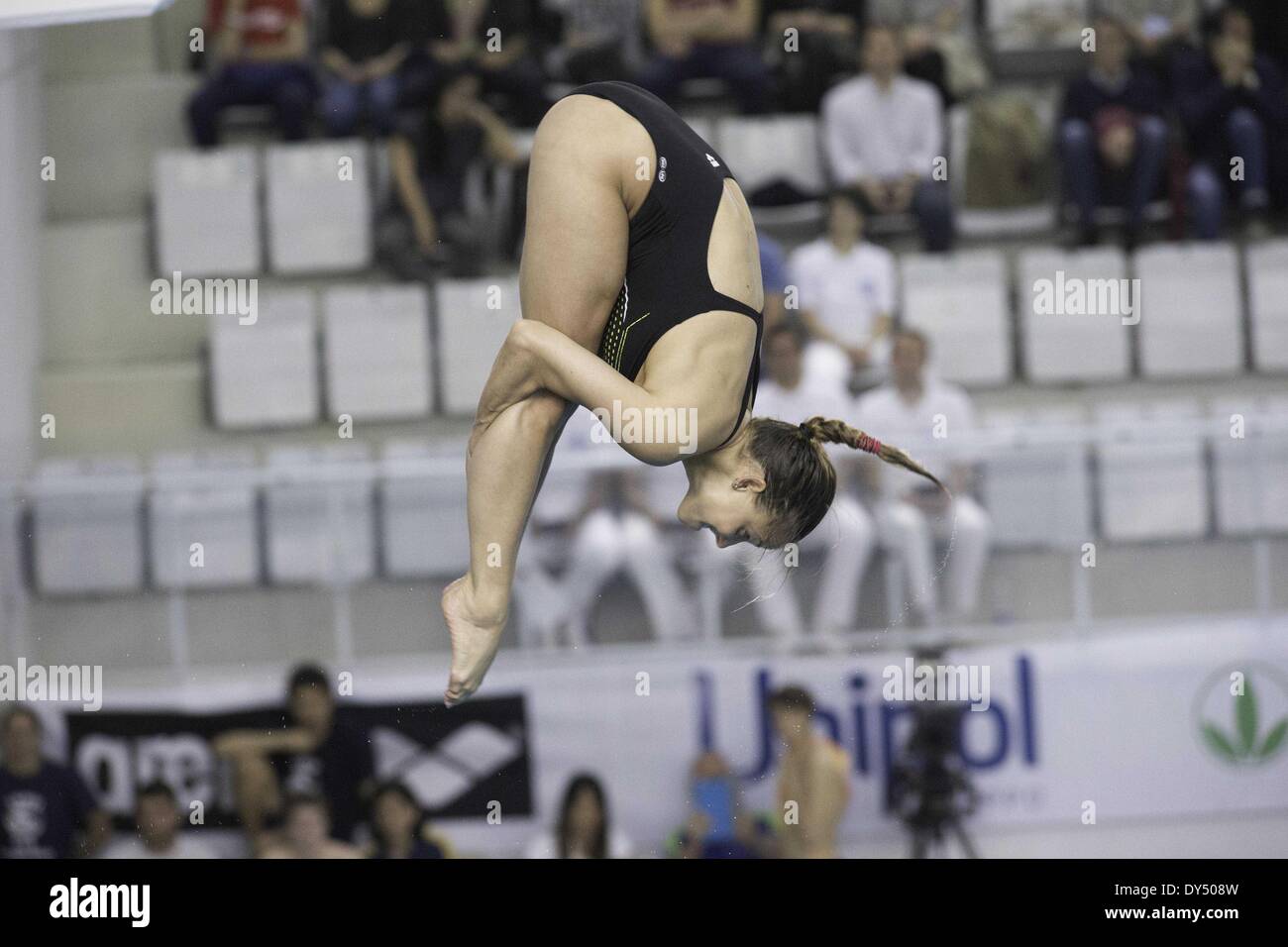 Turin, Italy. 4th Apr, 2014. Tania Cagnotto in action at Italian diving ...