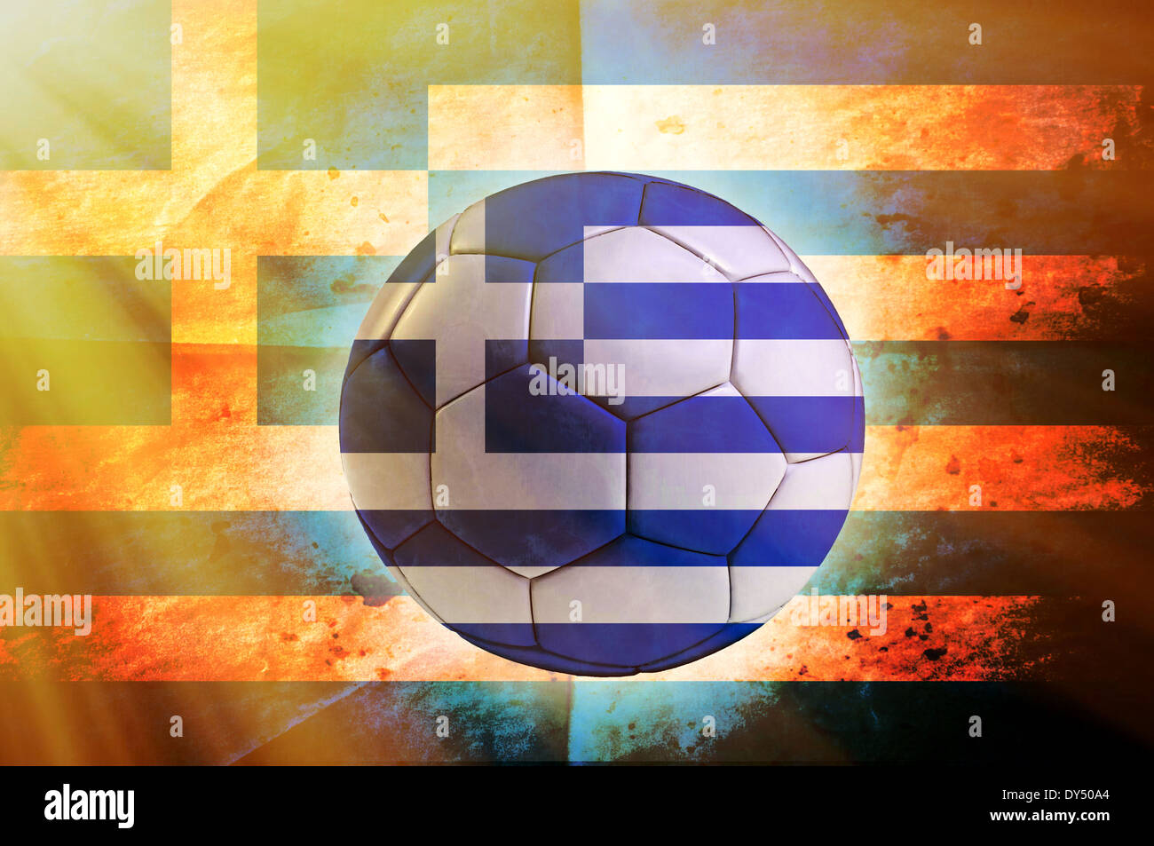 Soccer ball with Greece flag as the background Stock Photo - Alamy