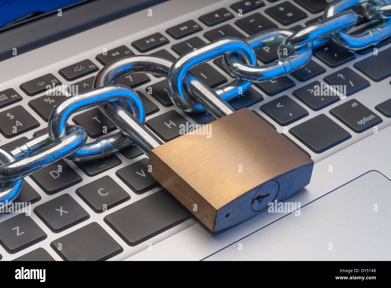 Computer on line security illustrated by a padlock and chain Stock ...