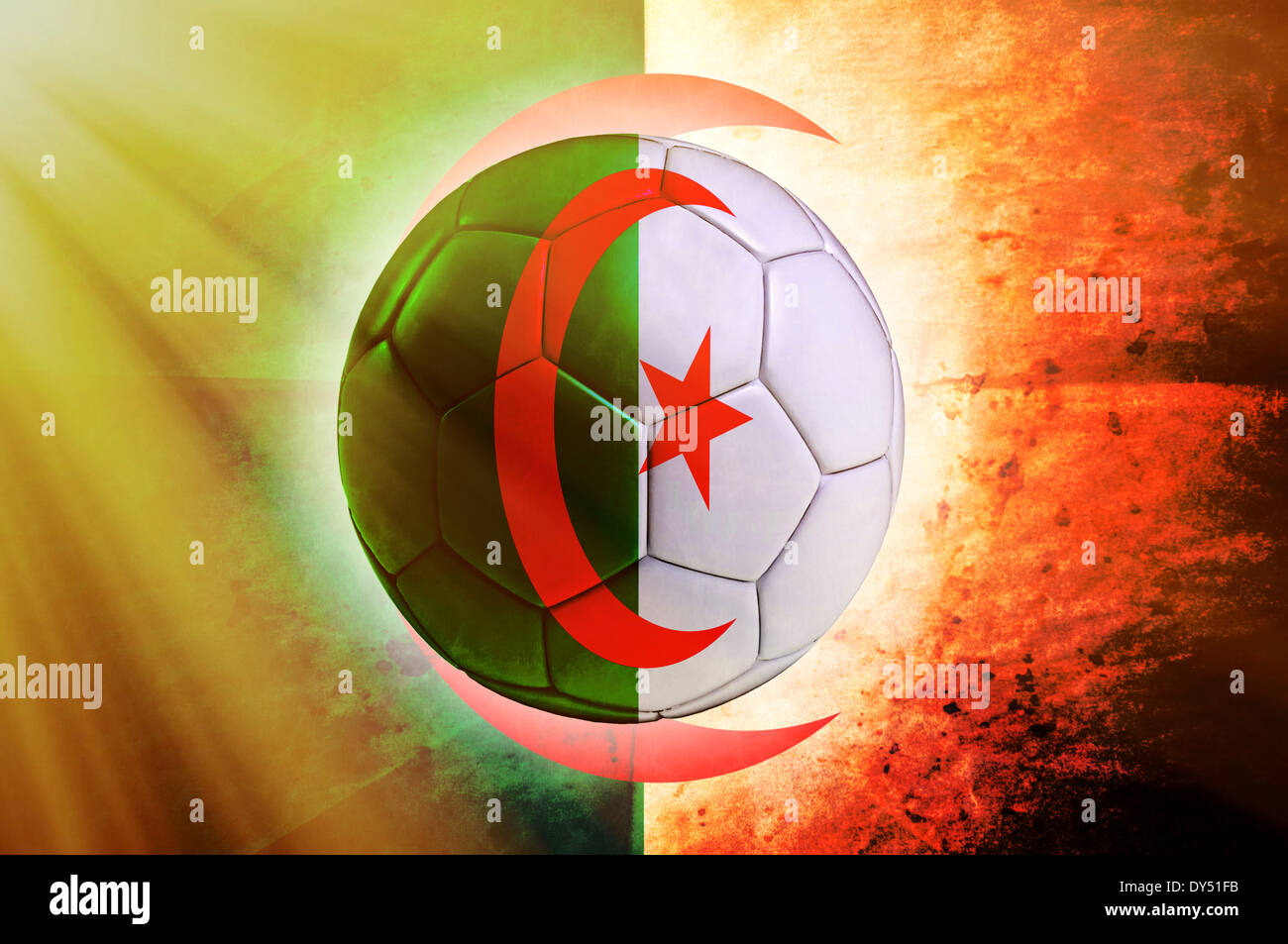 Soccer ball with Algerian flag as the background Stock Photo - Alamy