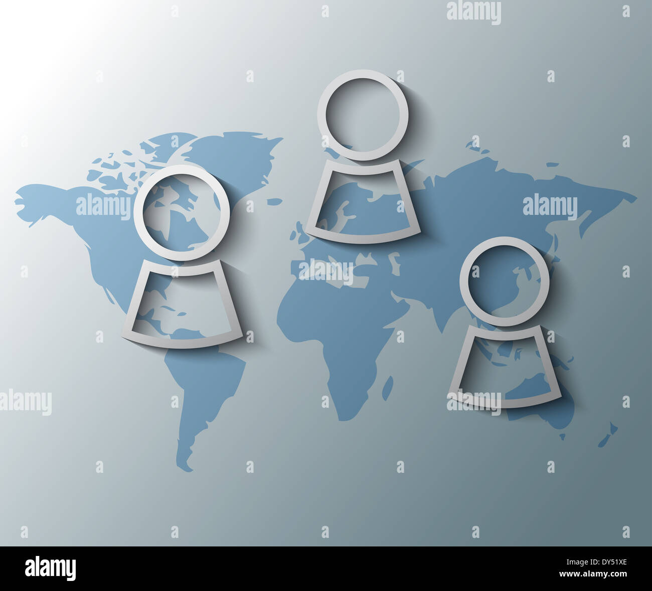 Illustration of persons with world map background Stock Photo - Alamy