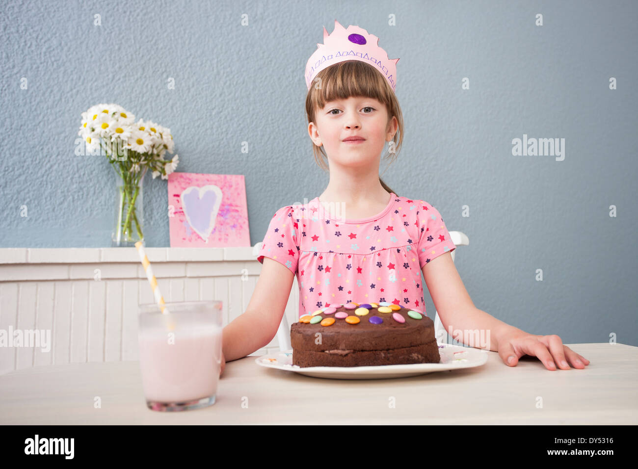 Girl with her birthday cake Stock Photo - Alamy
