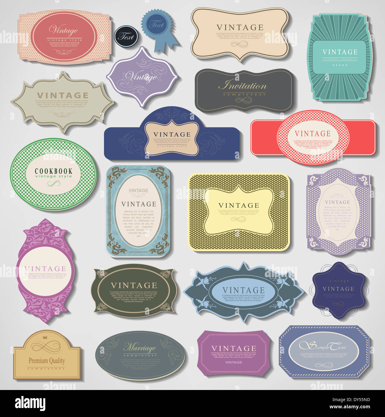 Set of retro vintage labels. Vector illustration Stock Photo - Alamy