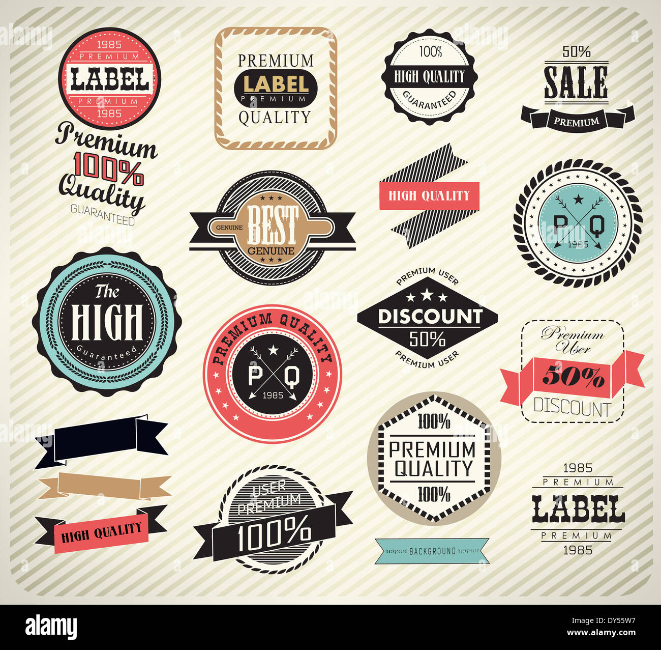 Collection of Premium Quality Labels Stock Photo - Alamy