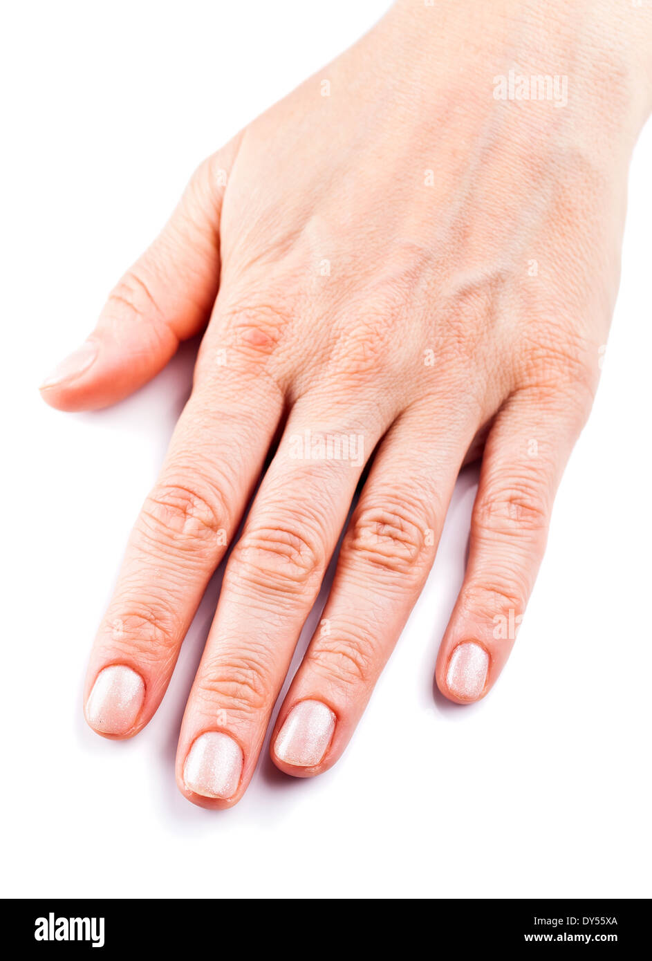 Female hand with manicure on short nails Stock Photo - Alamy