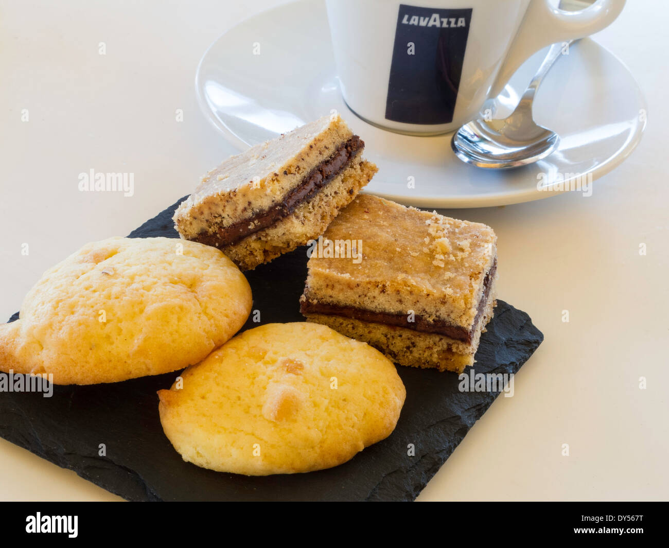Cookies on Dessert Tray and Cup of LavAzzo Espresso, Via Verdi Cucina ...