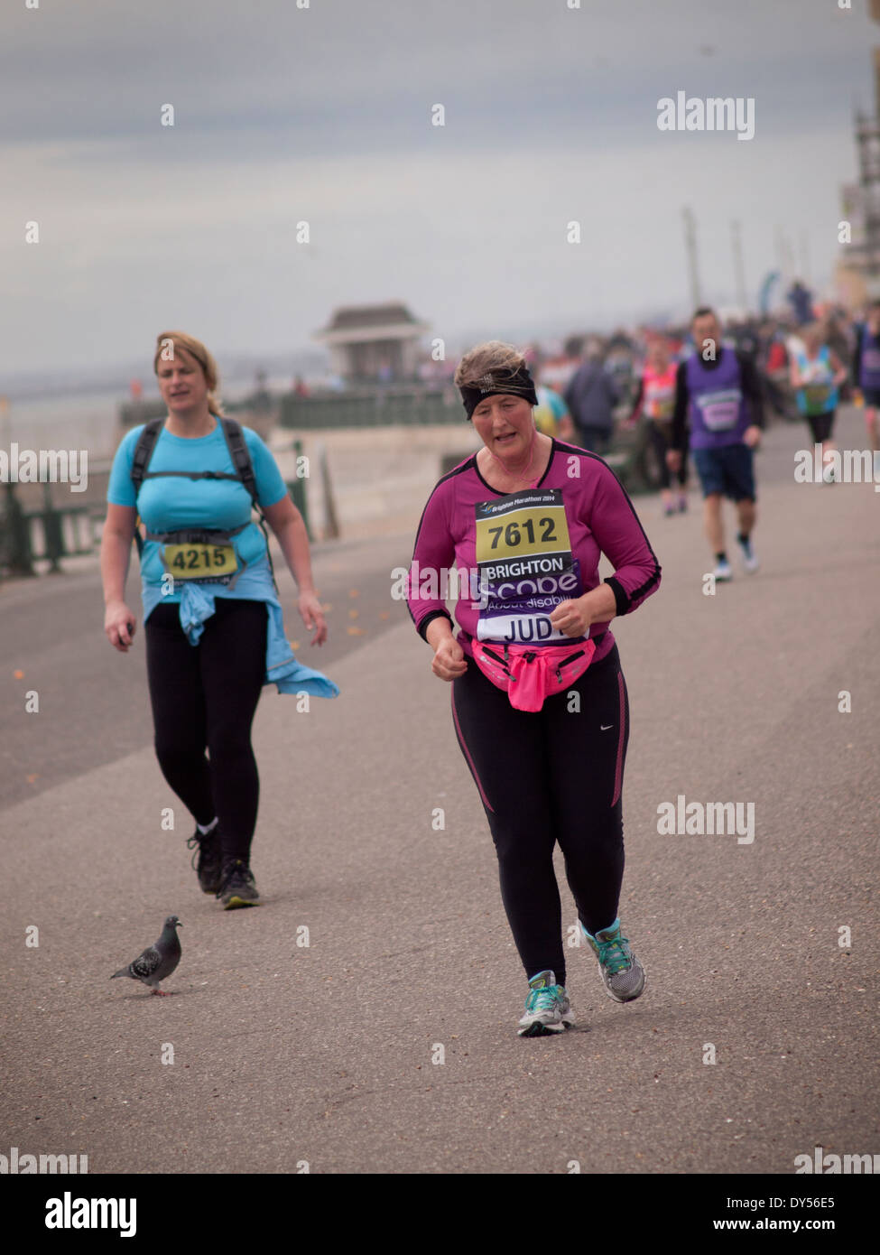 Amateur runners in the Brighton Marathon struggle towards the finishing ...