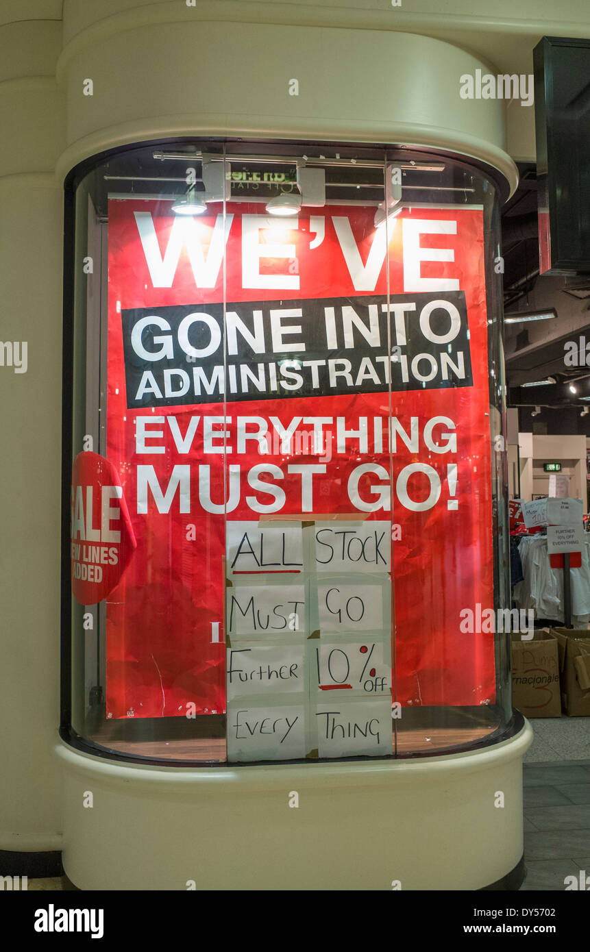 Store Closing Administration Window Poster Stock Photo - Alamy