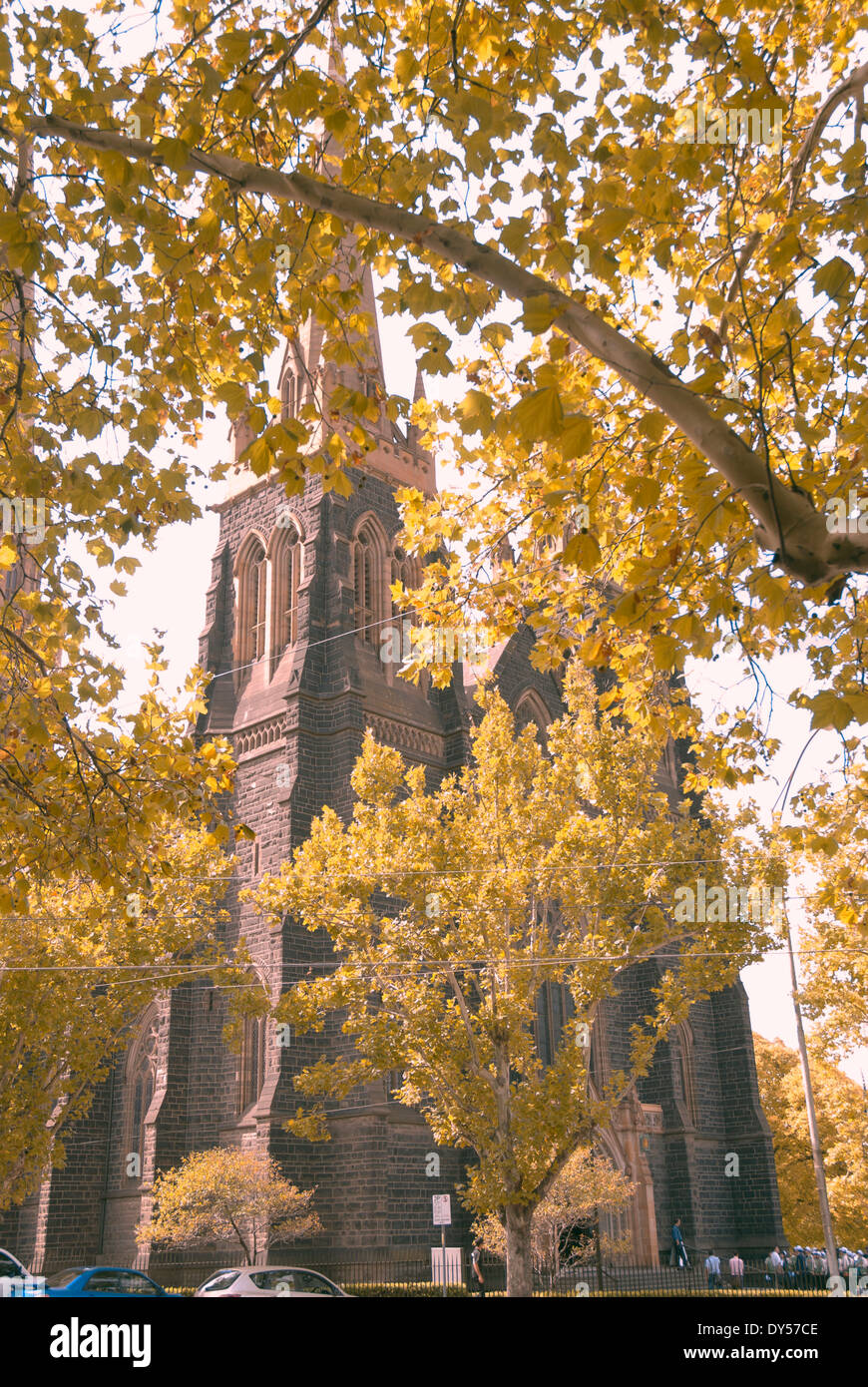 Autumn Foliage against Church backdrop Stock Photo - Alamy